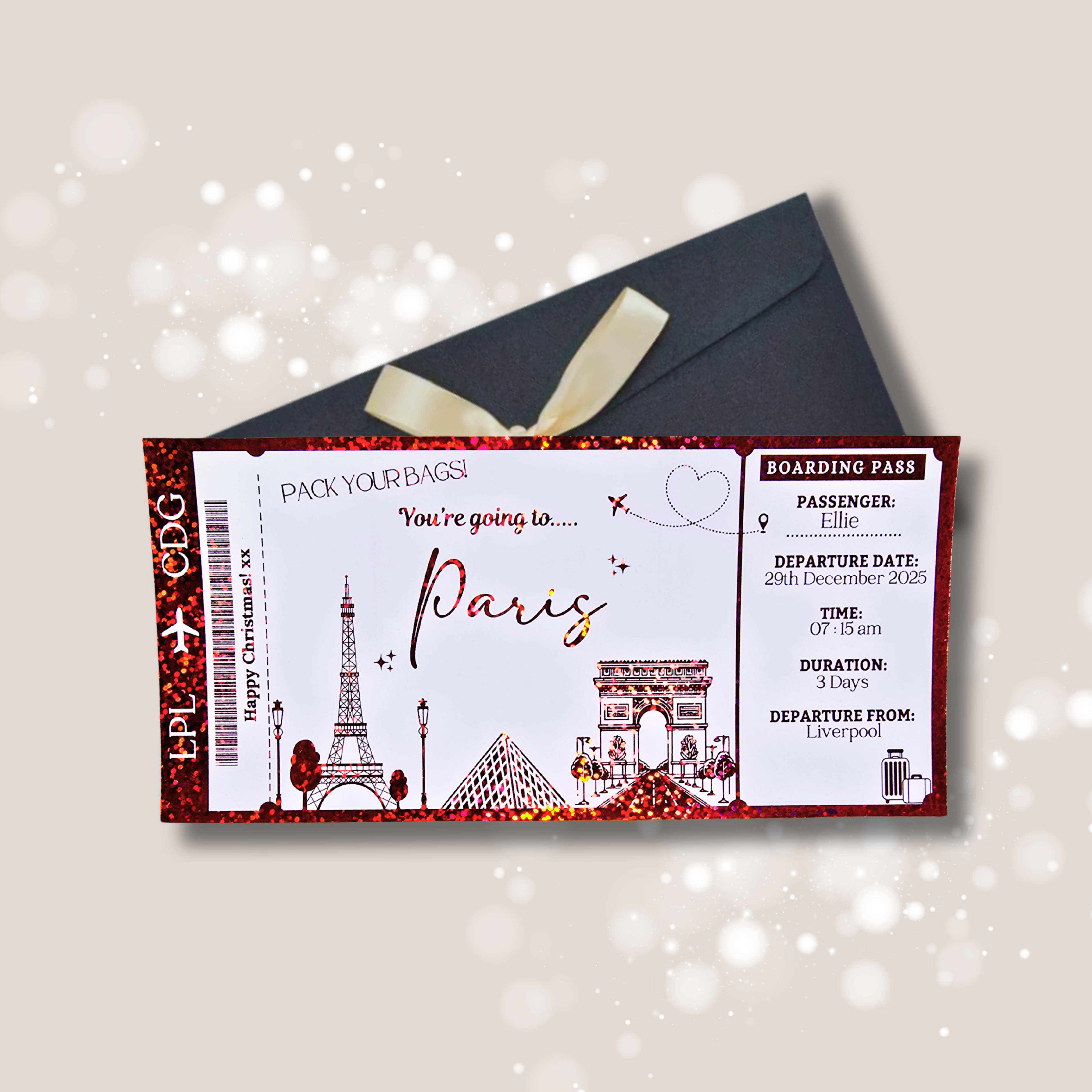 Personalised Paris Boarding Pass Ticket – Sorrella